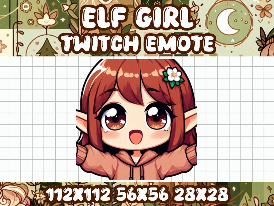 Elf Girl Hug Emote: Kawaii Chibi Twitch Discord Icon (digital Download ...
