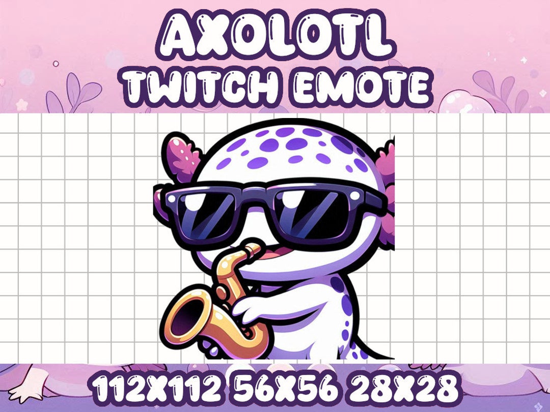 Purple Axolotl Saxophone Emote Cute Twitch Discord Icon Kawaii Chibi ...