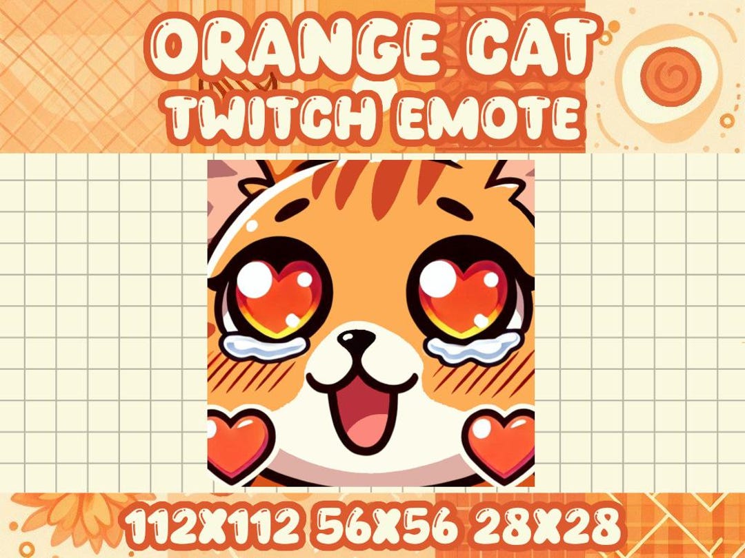 Orange Tabby Cat Simp Emote | Cute Kawaii Chibi Icon for Twitch and ...