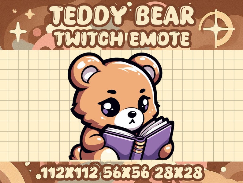Teddy Bear Reading A Book Emote Cute Kawaii Icons Adorable Gamer Emotes ...