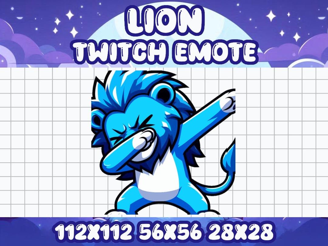Blue Lion Dab Emote Cute Twitch & Discord Icon Kawaii Chibi Gamer ...