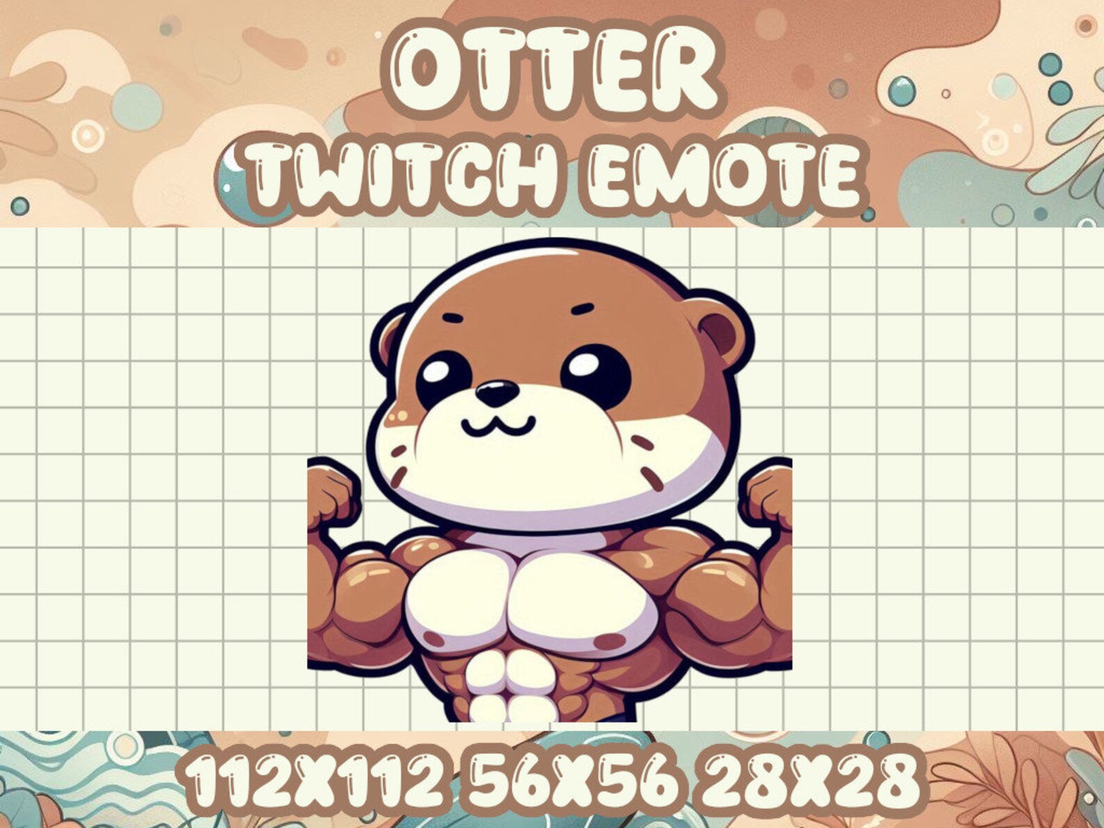 Brown Otter Muscle Emote Cute Twitch & Discord Icons Kawaii Chibi Gamer ...