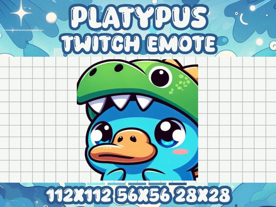 Blue Platypus Dino Hat Emote | Kawaii T-rex Beanie Icon for Twitch ...