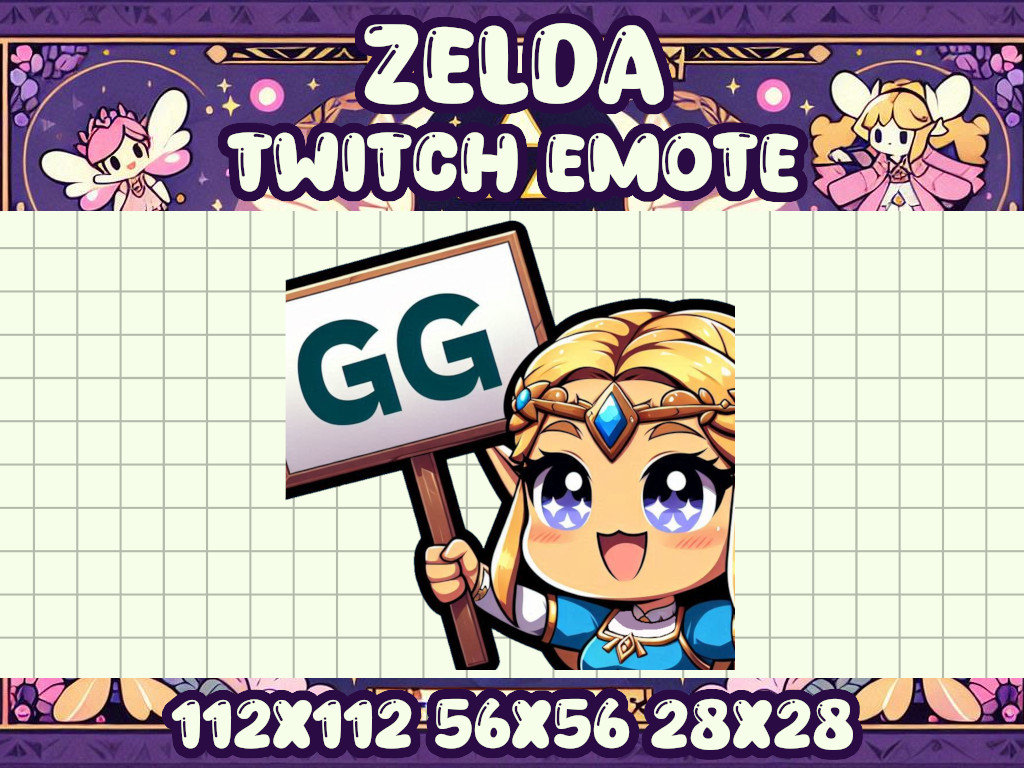 Princess Zelda GG Emote Cute Chibi Icon for Twitch & Discord Gamers - Etsy