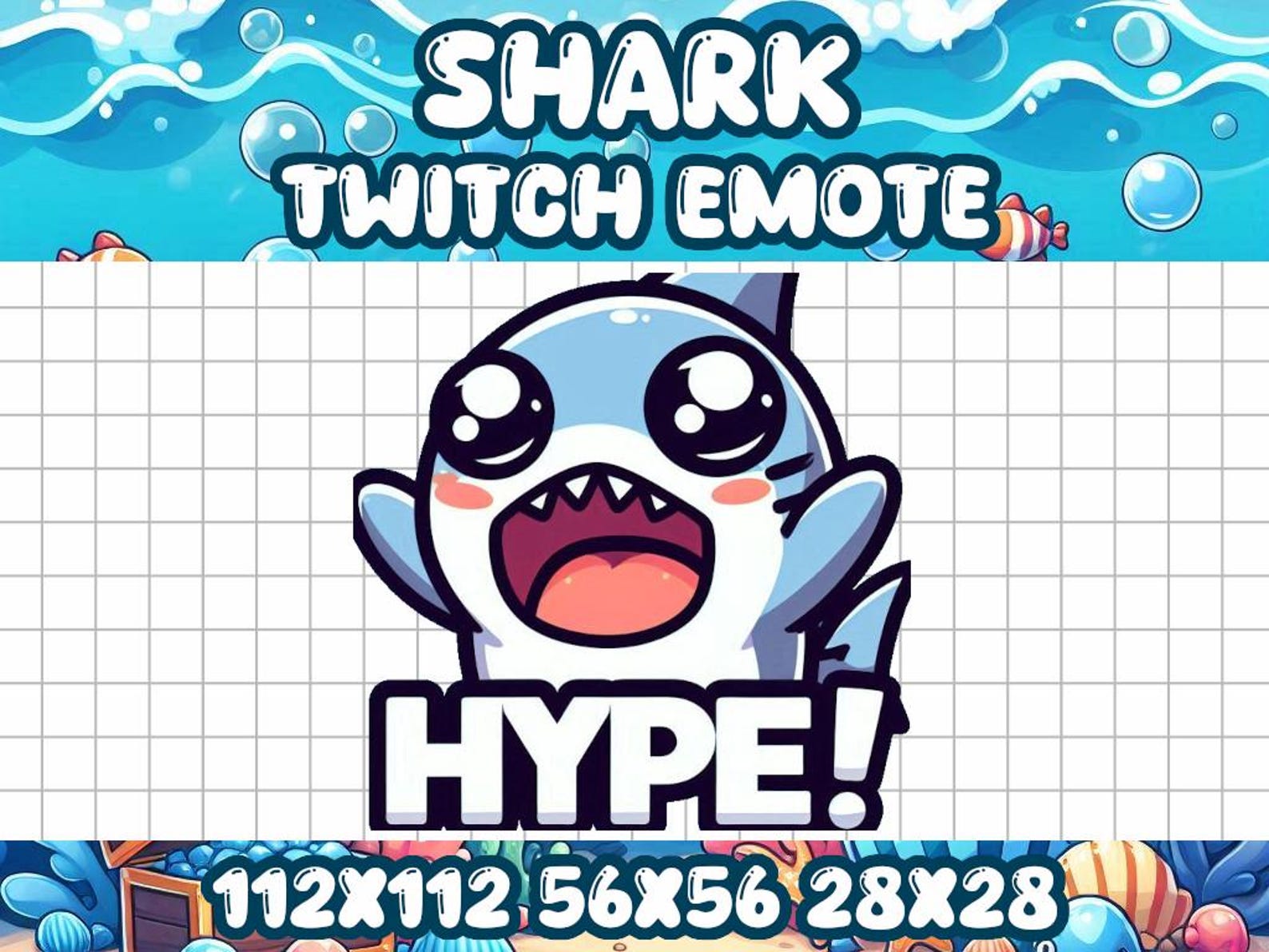 Shark Hype Emote | Kawaii Chibi Twitch & Discord Icon (digital Download ...