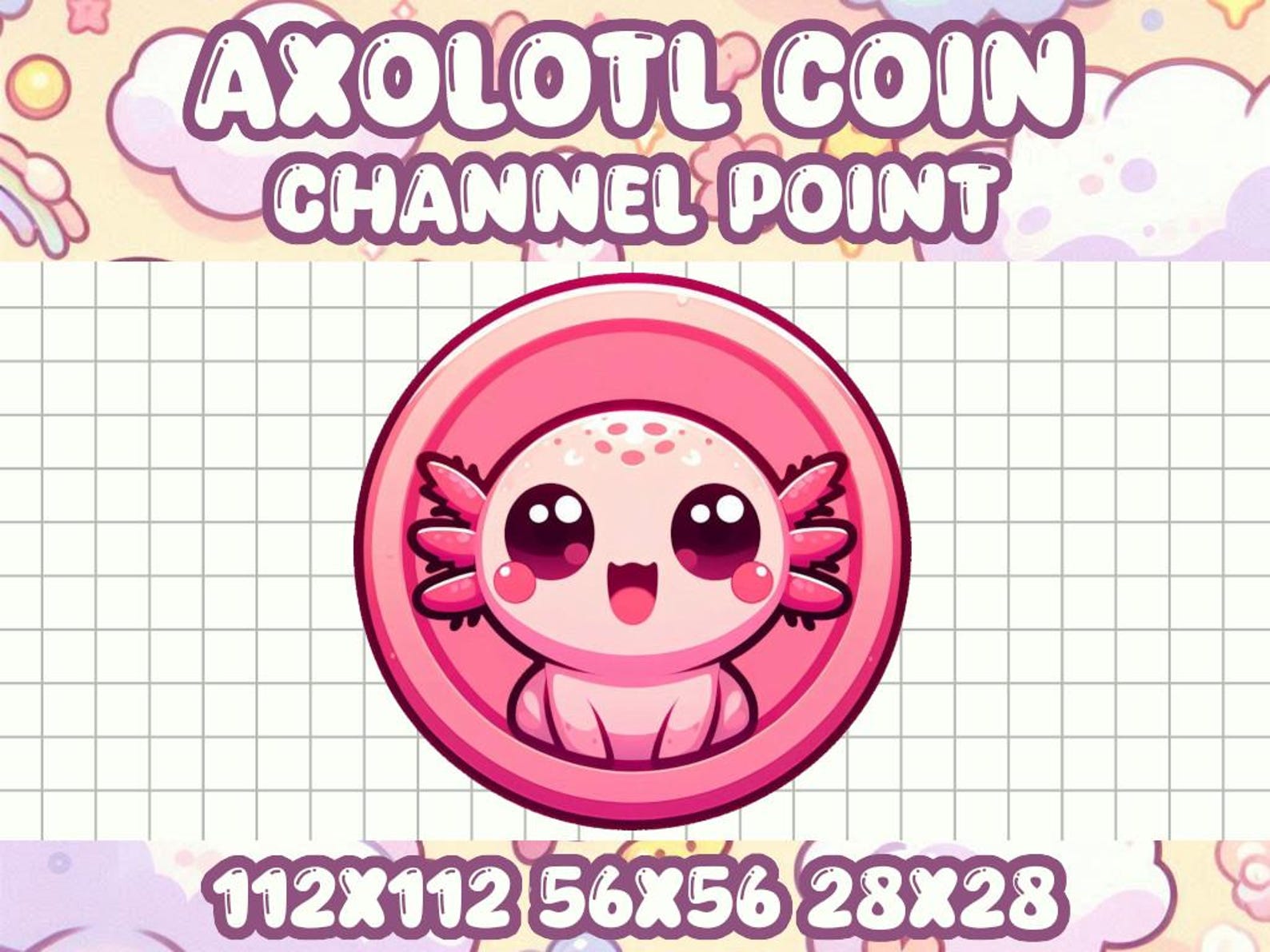 Pink Axolotl Coin Channel Point Icon for Twitch Streamers - Etsy