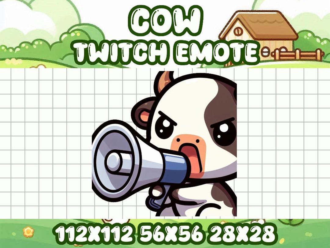 Cow Megaphone Emote | Cute Kawaii Chibi Icon for Twitch and Discord - Etsy