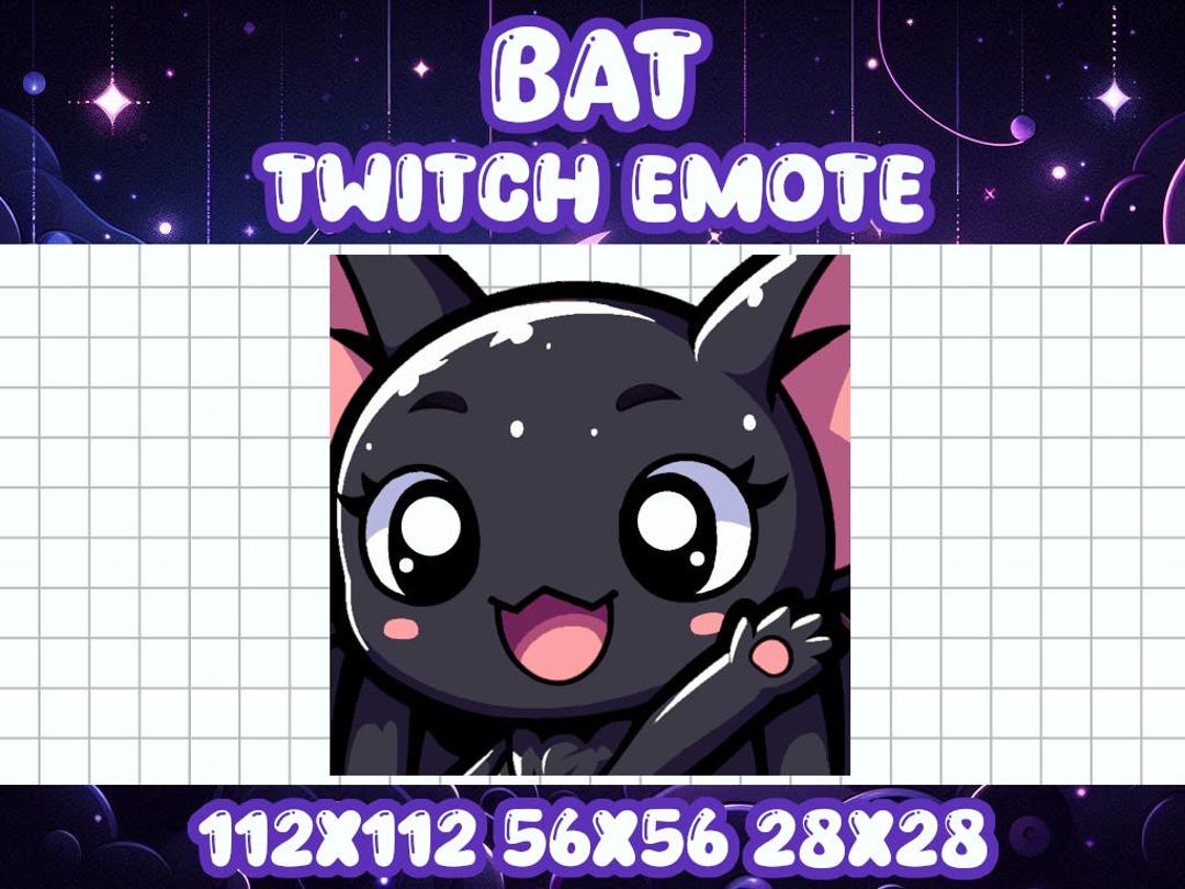 Black Bat Wave Emote for Twitch Discord Halloween Chibi Gamer Icon ...