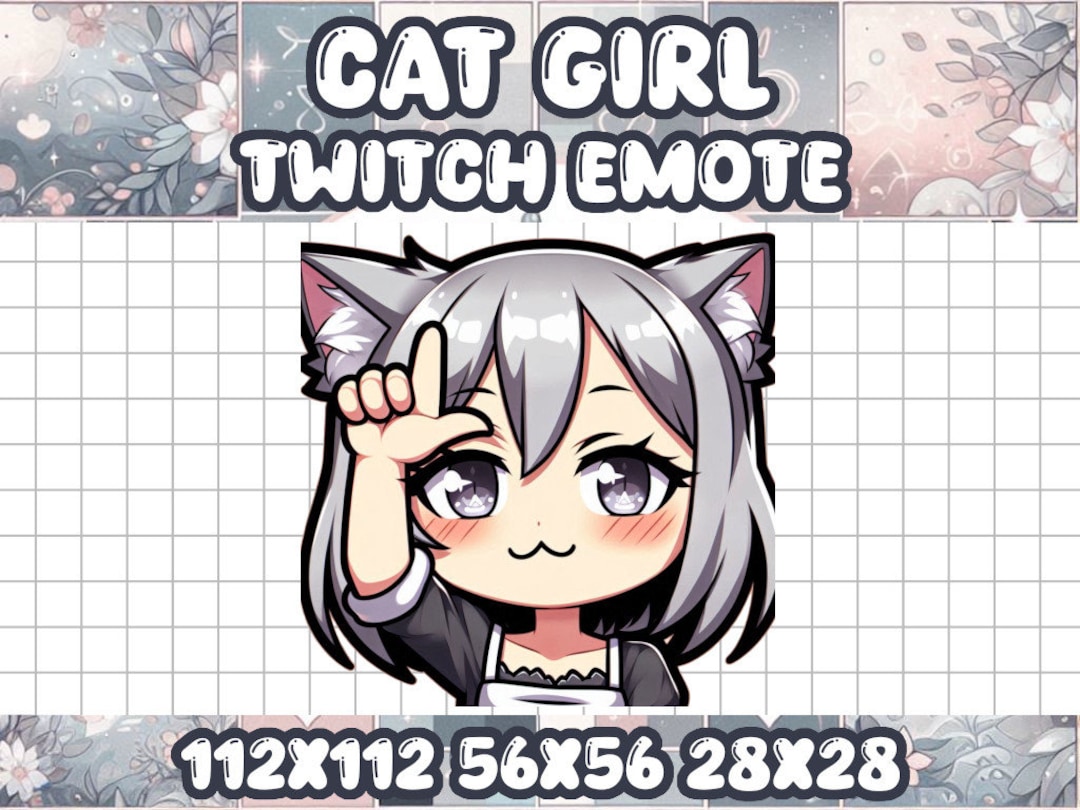 Silver Cat Girl L Emote for Twitch & Discord - Adorable Gamer Icons - Etsy