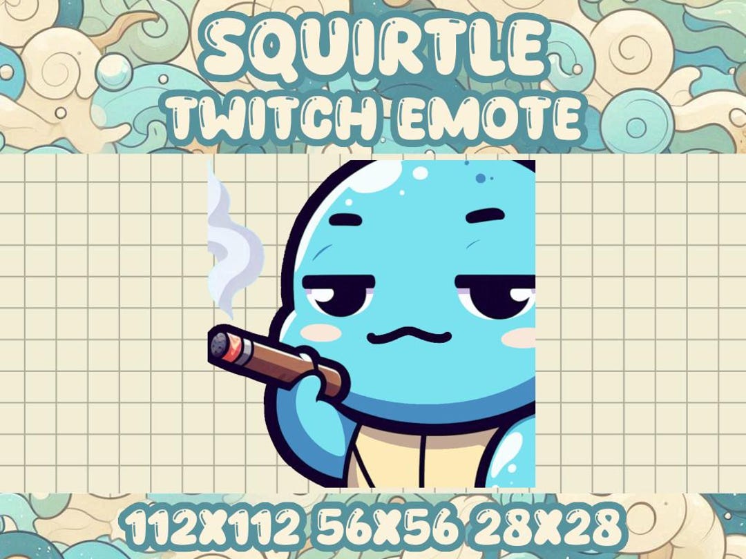 Squirtle Smoke Emote for Twitch Discord With Kawaii Happy Style - Etsy