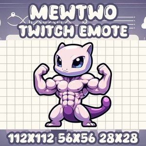 Mewtwo Muscle Emote Pokémon Twitch & Discord Icons Powerful Gamer ...