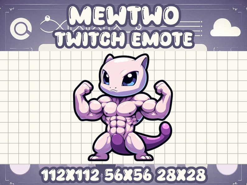 Mewtwo Muscle Emote Pokémon Twitch & Discord Icons Powerful Gamer ...