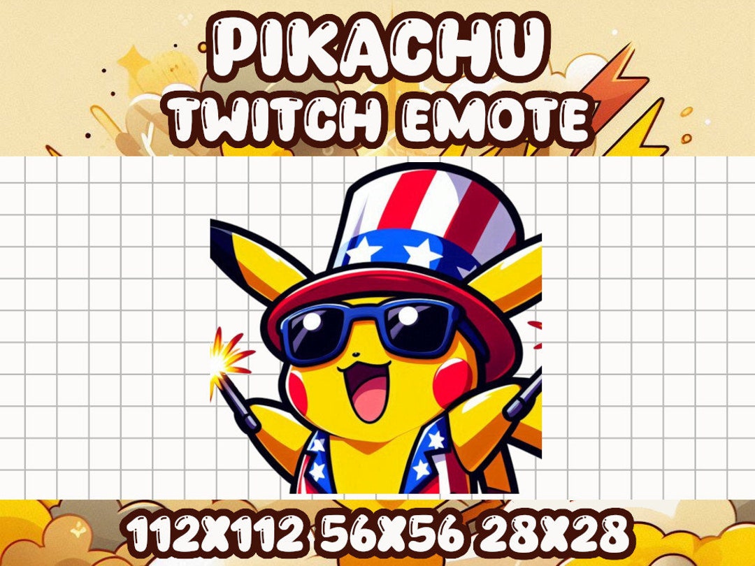 Pikachu 4th of July Emote Pokémon Twitch Discord Icon Kawaii Chibi ...