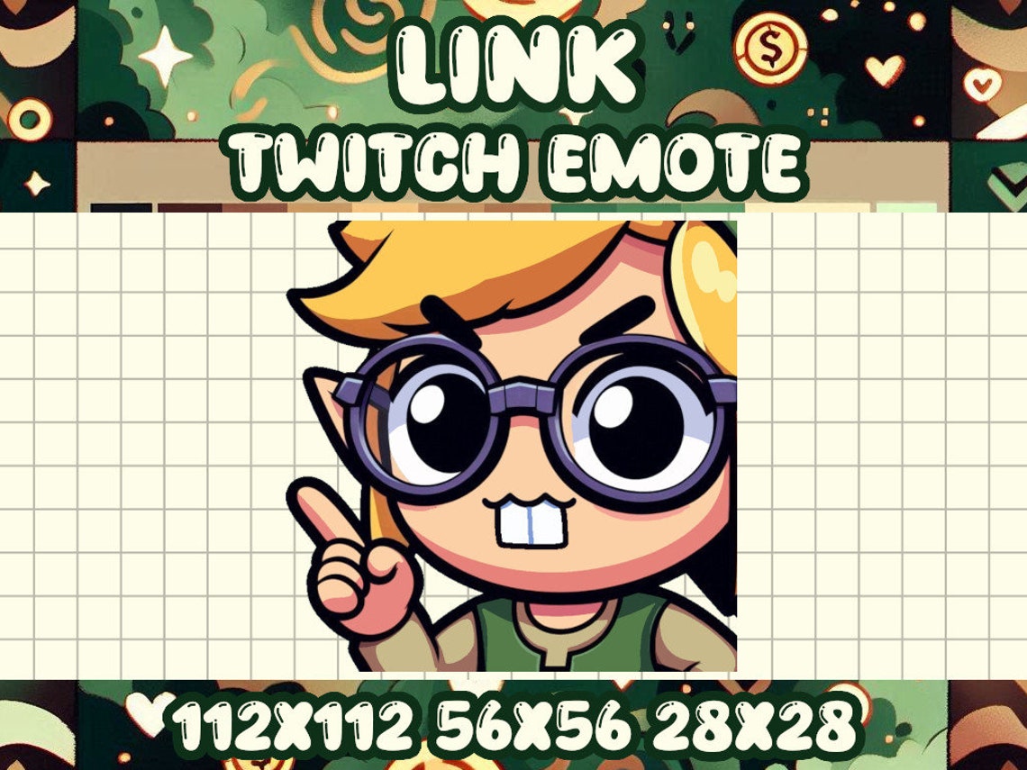 Link Nerd Emote Icons for Twitch Discord Kawaii Chibi Style - Etsy