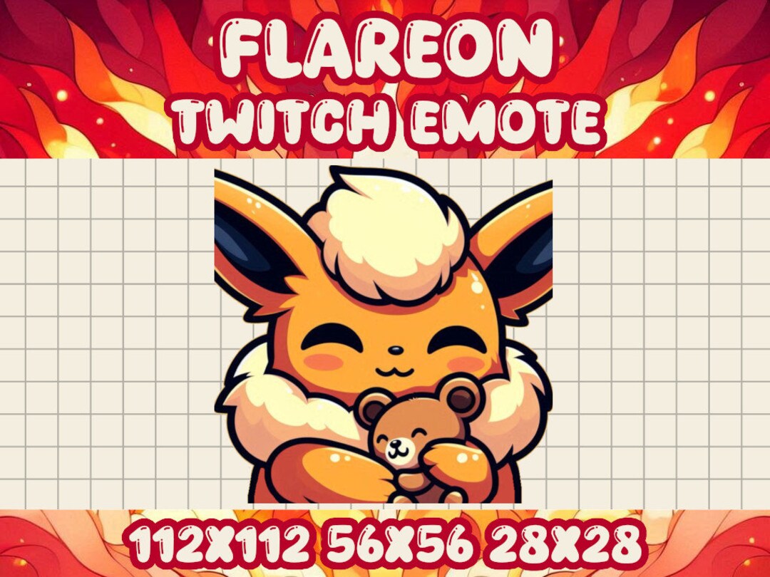 Flareon Teddy Bear Emote Cute Pokémon Chibi Icon for Twitch and Discord ...