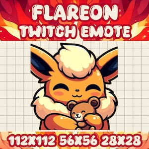 Flareon Teddy Bear Emote | Cute Pokémon Chibi Icon for Twitch and ...