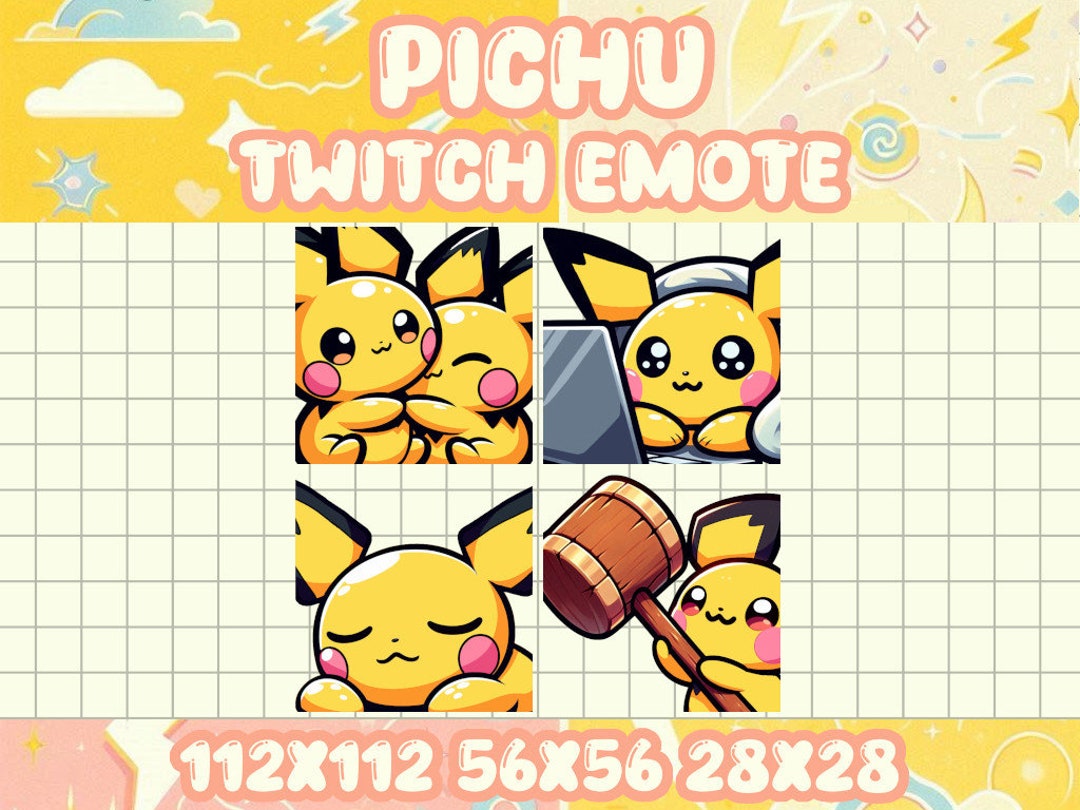 4-pack Cute Pichu Emotes Kawaii Pokemon Icons for Twitch and Discord - Etsy