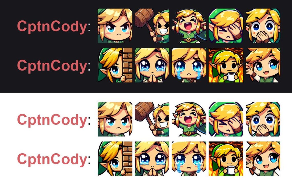 Link Emote 10-pack: Kawaii Chibi Twitch & Discord Starter Pack (digital ...