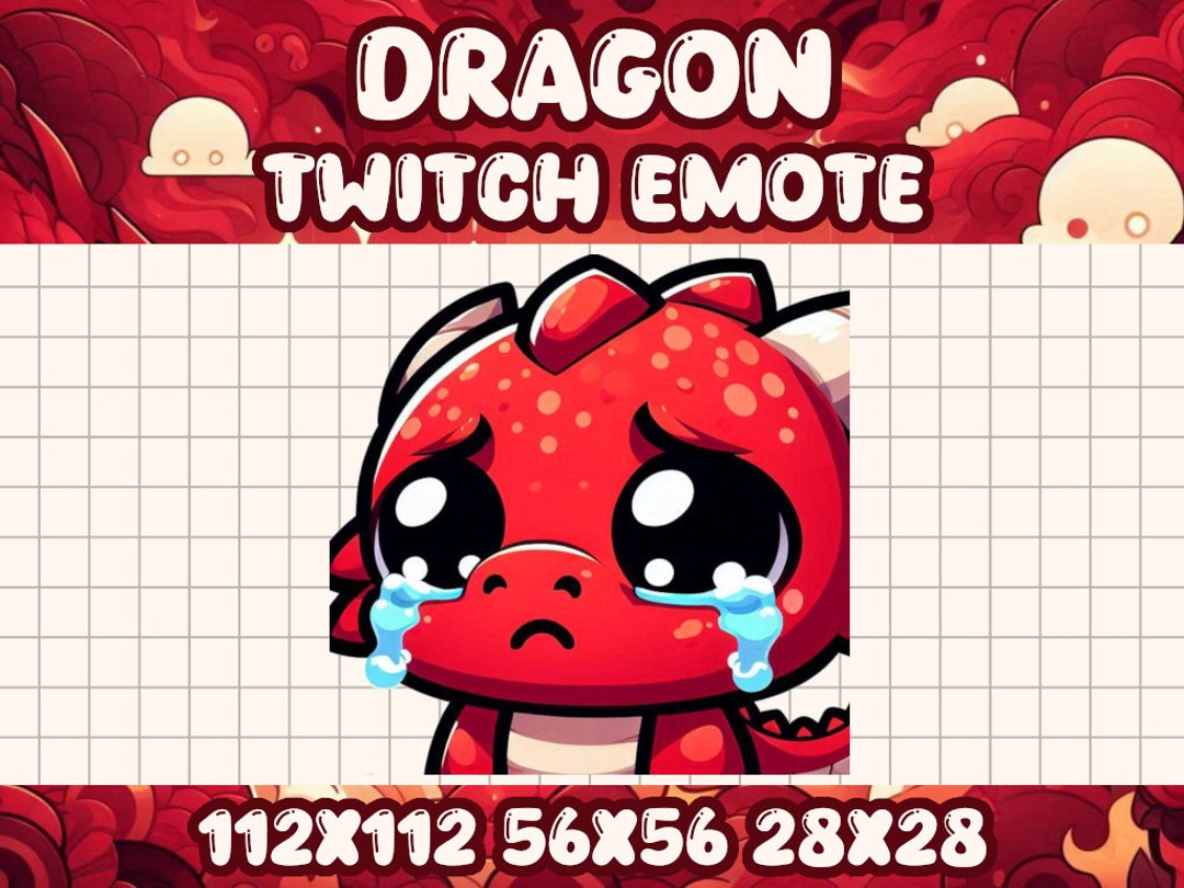 Red Dragon Sad Emote | Cute Twitch Discord Icons | Kawaii Chibi Gamer ...