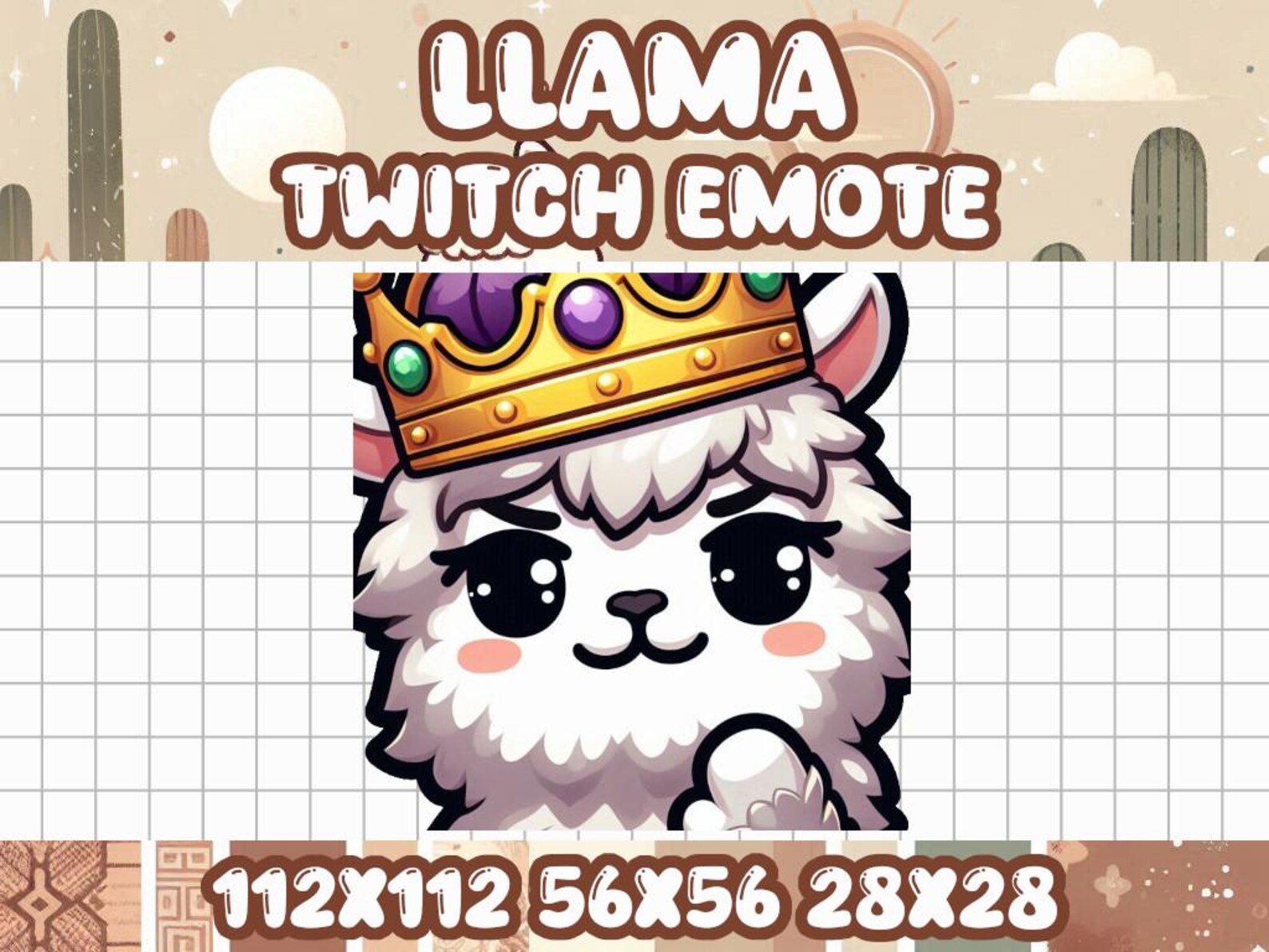 Llama Crown Emote | Cute Kawaii Chibi Icon for Twitch and Discord - Etsy