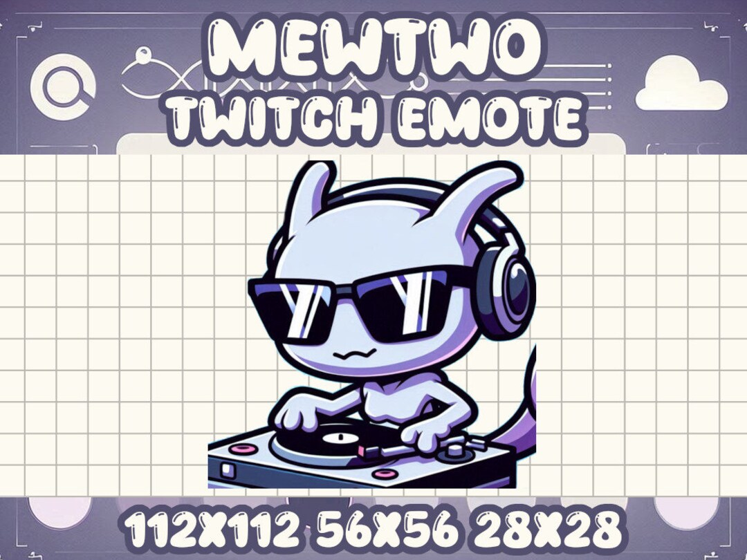 Mewtwo DJ Emote for Kawaii Chibi Livestreams & Cool Rave Music Parties ...