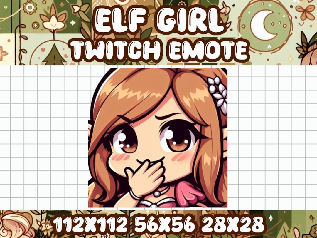 Elf Girl Sneaky Emote | Cute Kawaii Fantasy Chibi Icon for Twitch and ...