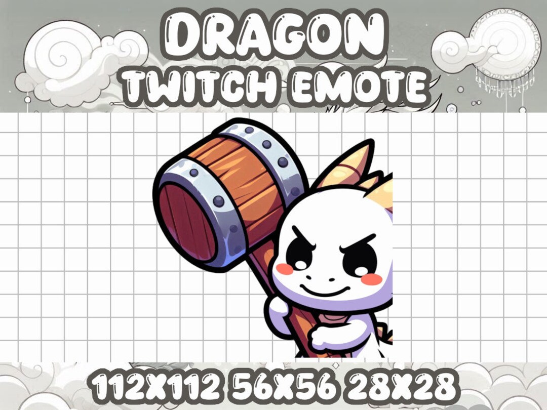 White Dragon Bonk Emote | Kawaii Fantasy Icon for Twitch & Discord - Etsy