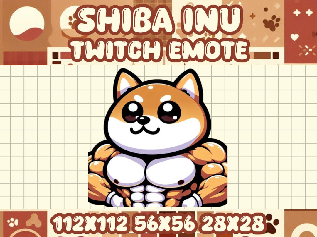 Shiba Inu Muscle Emote Cute Kawaii Gamer Icon Twitch Discord Emote Doge Flex Huge Jacked Strong ...