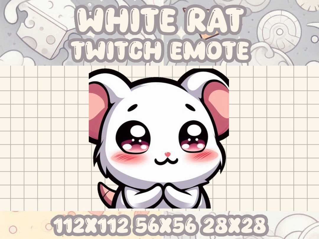 White Rat Blush Emote | Kawaii Chibi Mouse Icon for Twitch and Discord ...