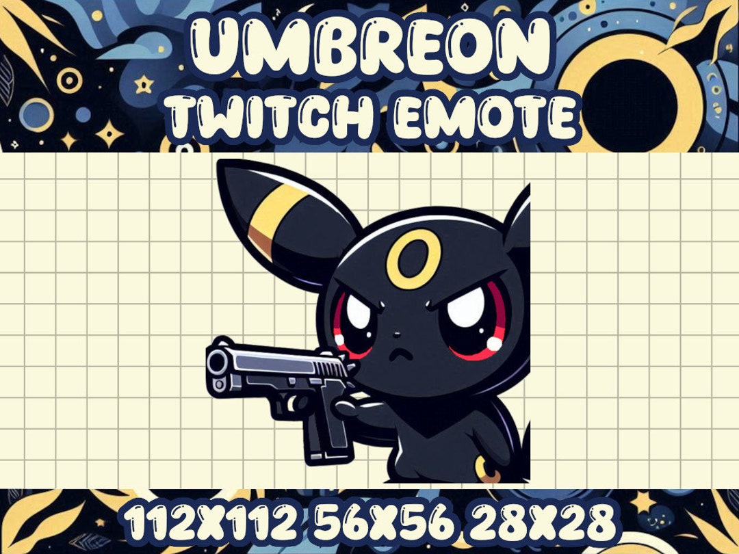 Umbreon Gun Emote Pokémon Twitch & Discord Icons Kawaii Chibi Gamer ...