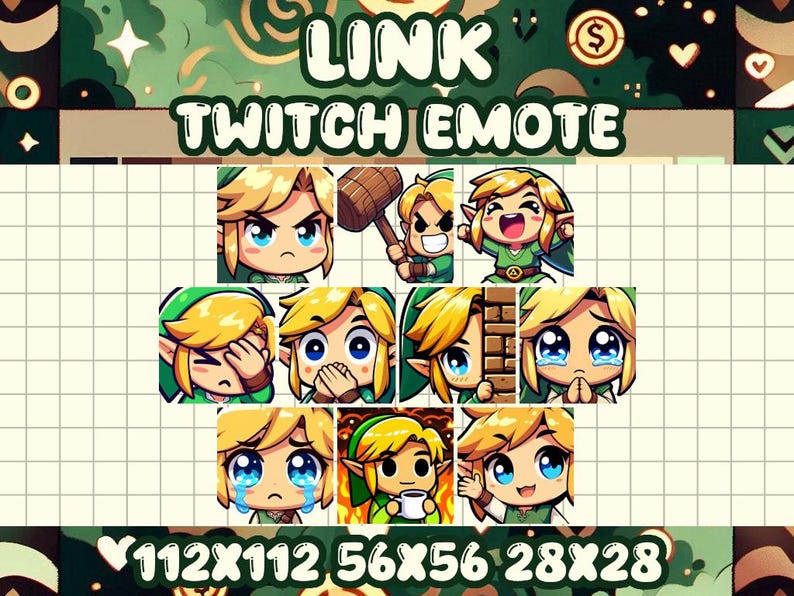 Link Emote 10-pack: Kawaii Chibi Twitch & Discord Starter Pack (digital ...