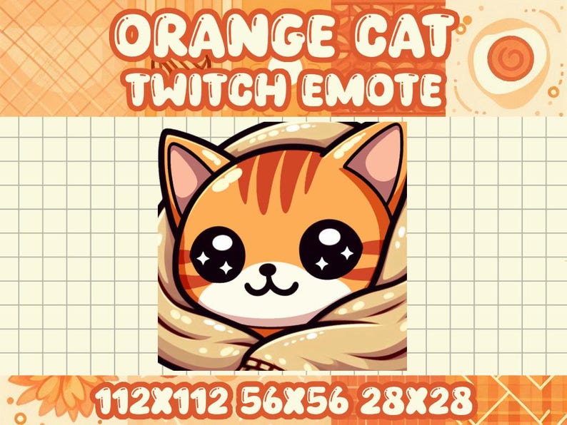 Orange Tabby Cat Blanket Emote for Twitch Discord Gamer Chats Comfy ...