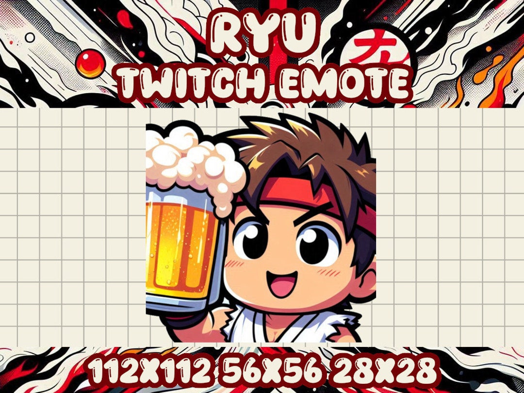 Ryu Beer Emote Cute Kawaii Street Fighter Icons Twitch & Discord Gamer ...