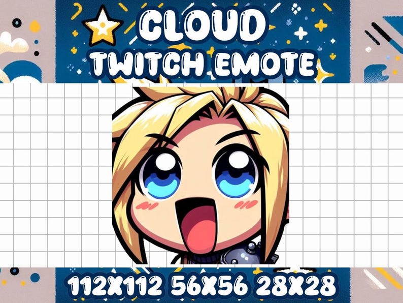 Cloud Strife POG Emote Cute Kawaii Final Fantasy Icons Adorable Gamer ...