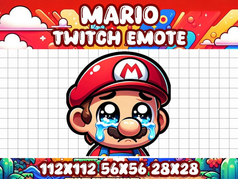 Mario Sad Emote for Twitch and Discord - Gamer Icon Kawaii Chibi Style ...