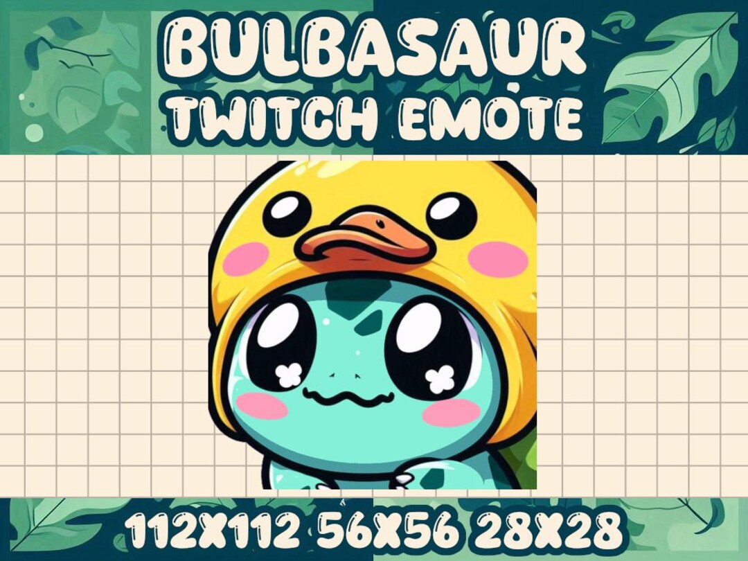 Bulbasaur Duck Hat Emote Cute Kawaii Pokémon Icon Twitch & Discord ...