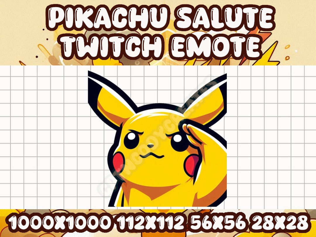 Pikachu Salute Emote Pokémon Twitch & Discord Icons Fun Gamer Emotes ...