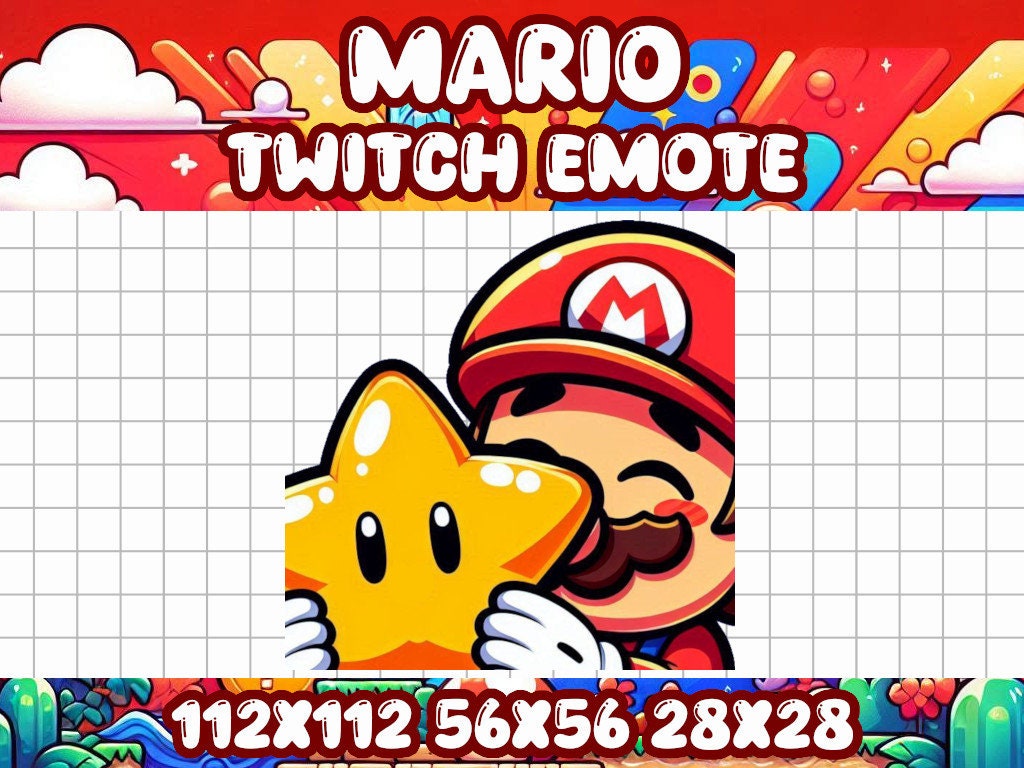 Mario Hugging A Star Emote Cute Kawaii Super Mario Bros Icon Adorable ...