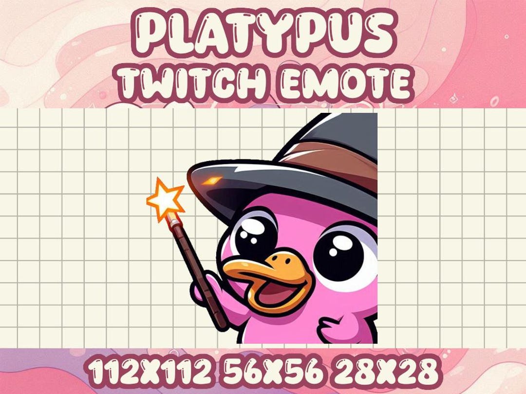Pink Platypus Magic Emote | Kawaii Wizard Icon for Twitch and Discord ...