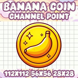 Gold Banana Coin Channel Point Icon | Kawaii Gamer Badge for Twitch and ...
