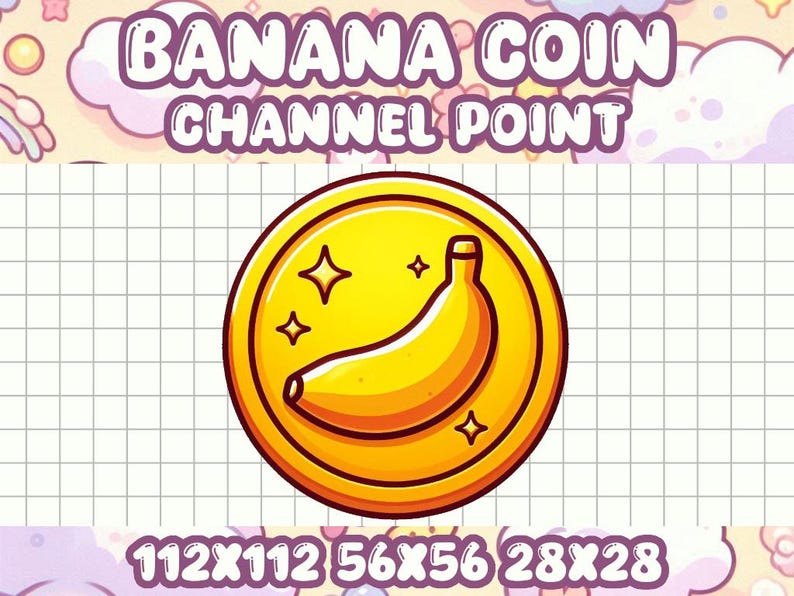 Gold Banana Coin Channel Point Icon | Kawaii Gamer Badge for Twitch and ...
