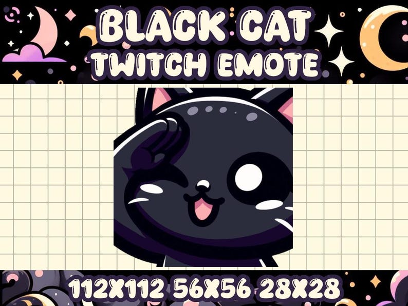 Black Cat Salute Emote for Twitch Discord Halloween Greetings - Etsy