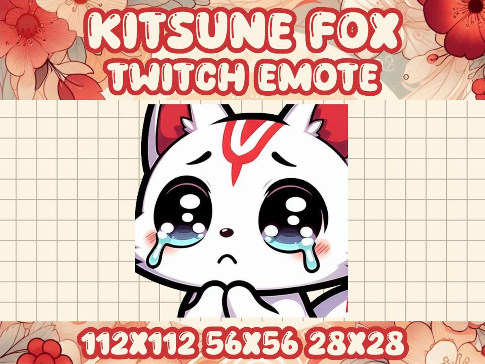 Kitsune Fox Pleading Emote | Cute Kawaii Chibi Icon for Twitch and ...