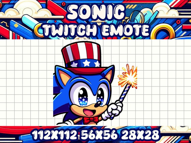 Sonic USA Emote for Twitch Discord Independence Day Celebration - Etsy