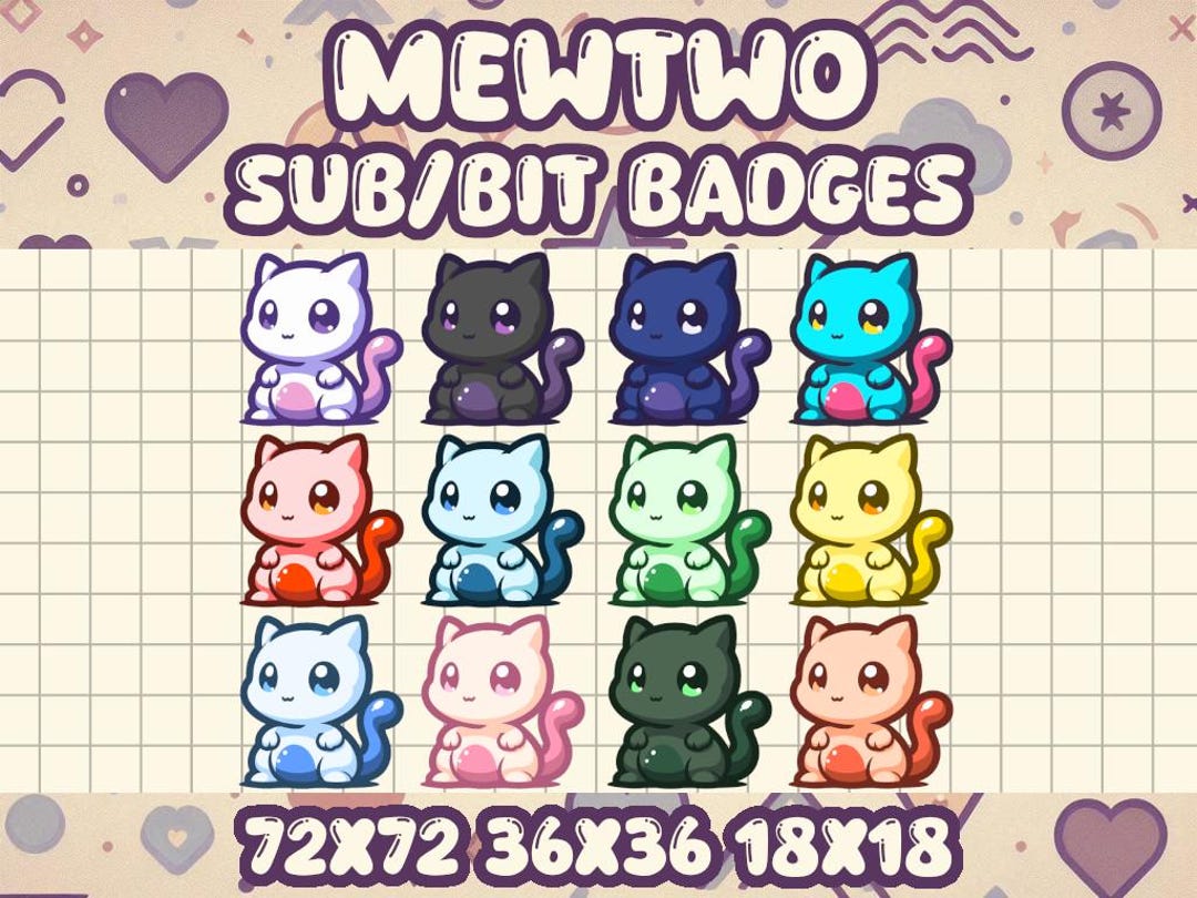 Mewtwo Sub or Bit Badge Icons for Twitch Streamers - Etsy