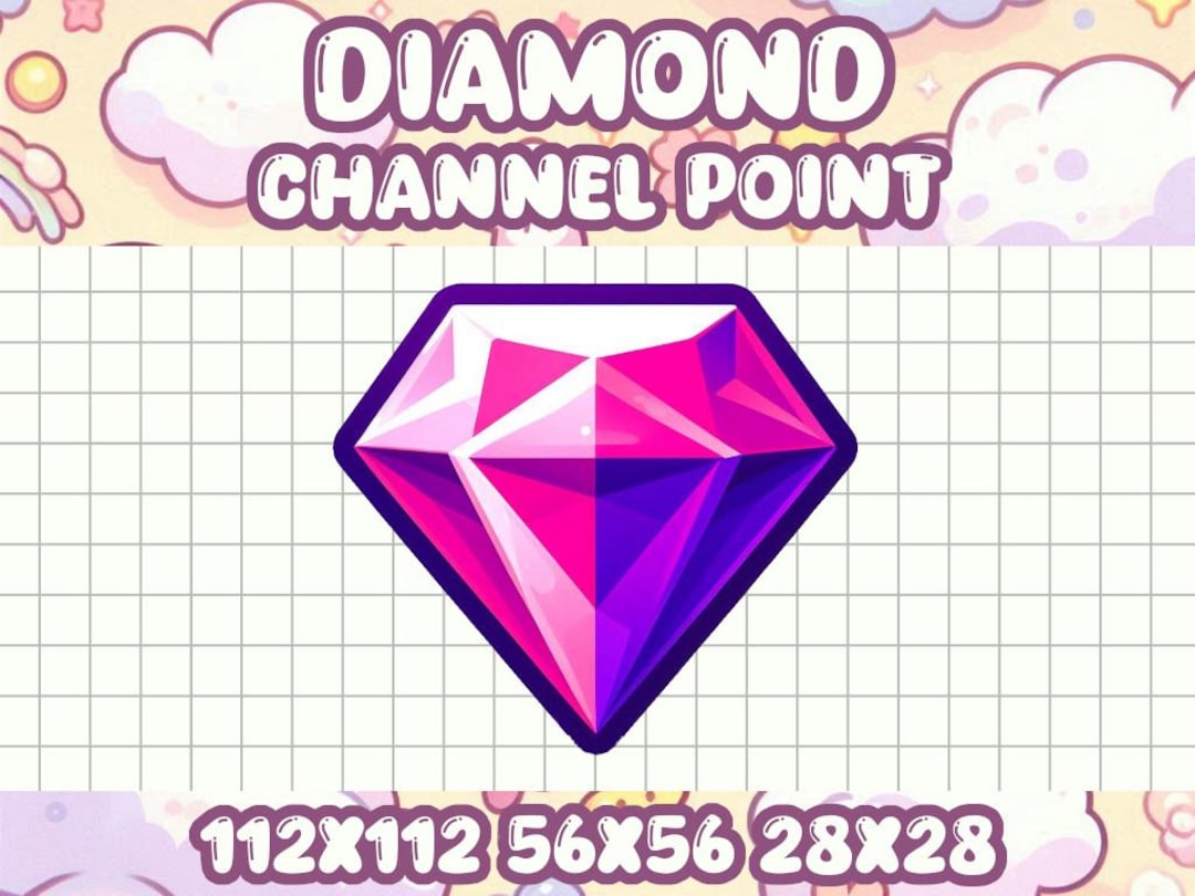 Pink Purple Diamond Channel Point Icon | Elegant Reward Badge for ...