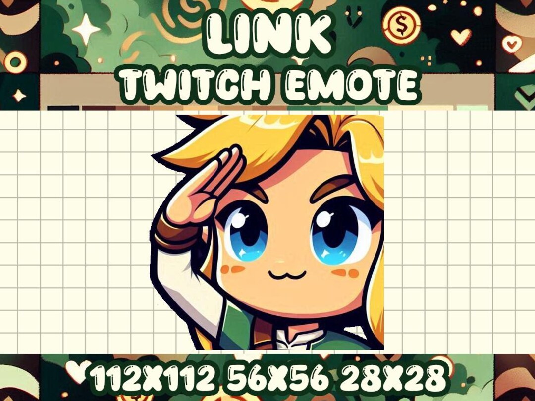 Link Salute Emote | Cute Legend of Zelda Chibi Icon for Twitch and ...