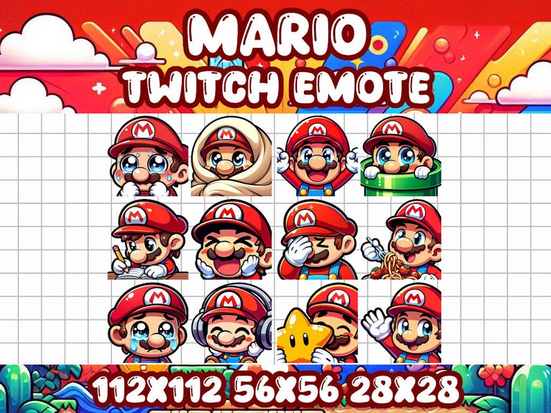 Mario Emote Bundle (12-pack) | Super Mario Twitch & Discord Emoji Set ...