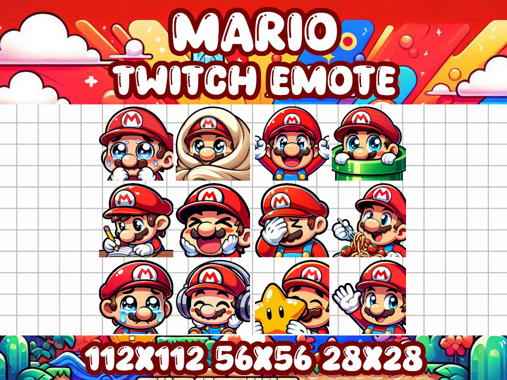Mario Emote Bundle (12-pack) | Super Mario Twitch & Discord Emoji Set ...