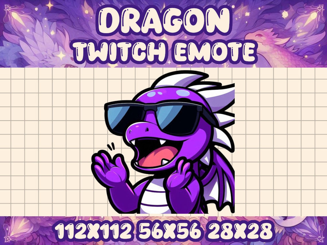 Purple Dragon EZ Clap Emote Cute Twitch Discord Icons Kawaii Chibi ...